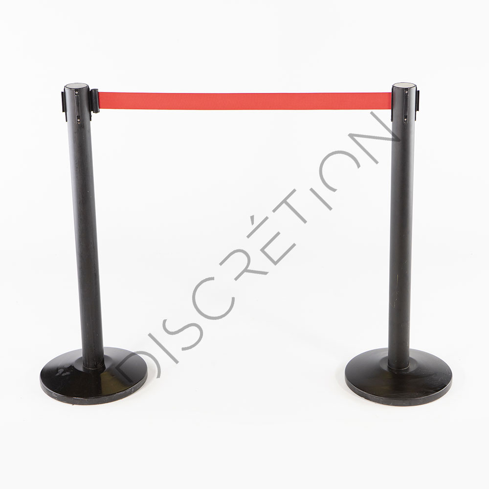 Potelet mobile noir avec sangle de 2 mètres